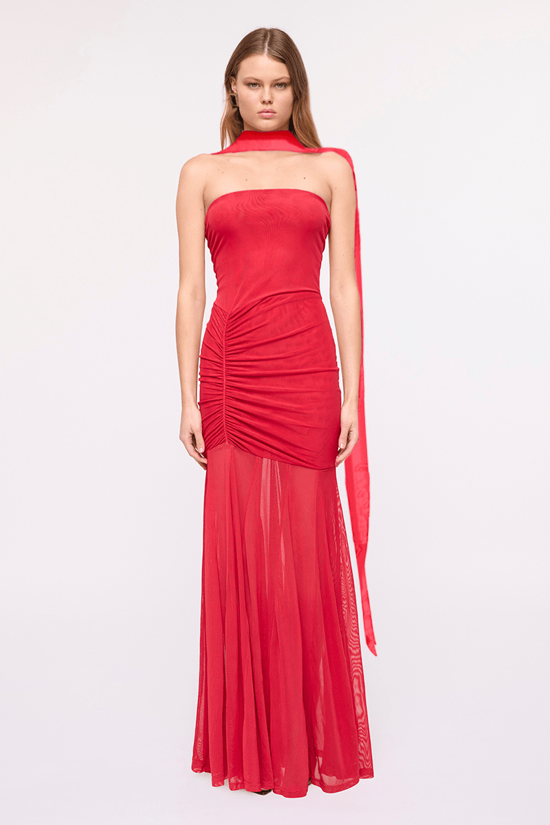 Phoenix Bustier Mesh Maxi Dress – Red | Suboo – SUBOO AU